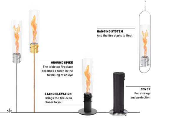 Hofats Spin 1200 Gold Bio Ethanol Burner Table Top Fire Pit